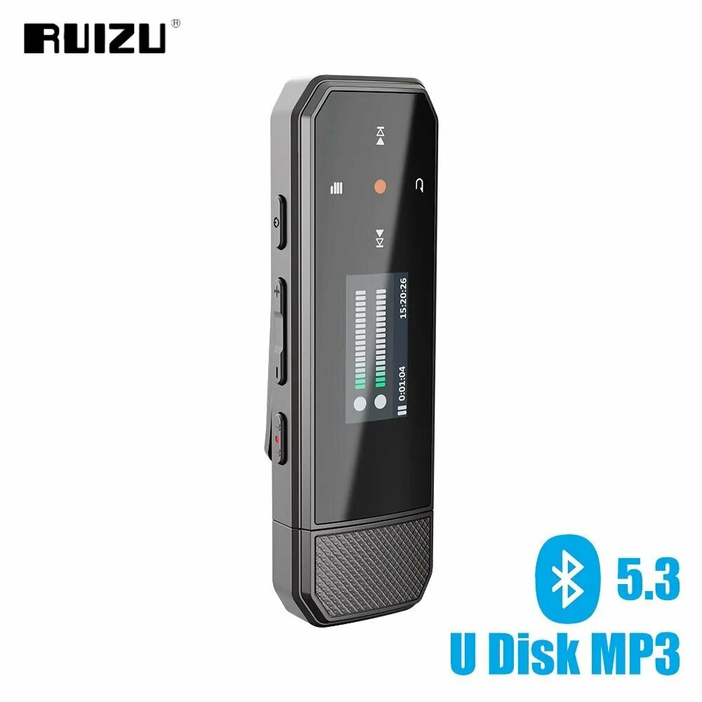 RUIZU MP3-плеер X80 USB Bluetooth с FM-радио / электронной книгой 64 ГБ, серый металлик