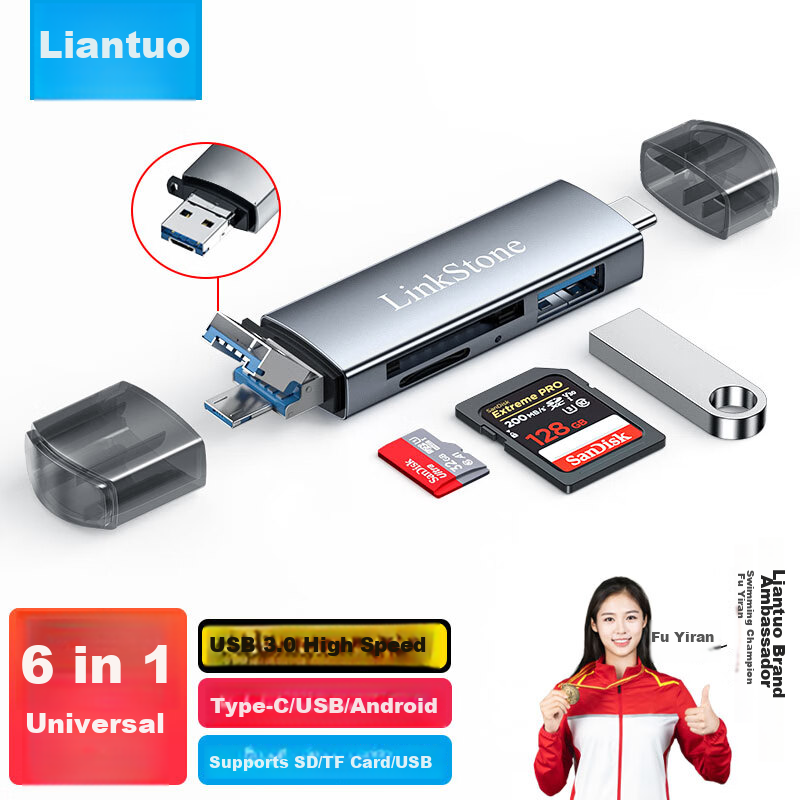 Liantuo USB/Type-C Card Reader 3.0 High-Speed SD/TF Multi-Functional All-In Computer And Phone OTG Card Reader, Compatible with Cameras, Drones, And Dash Cams