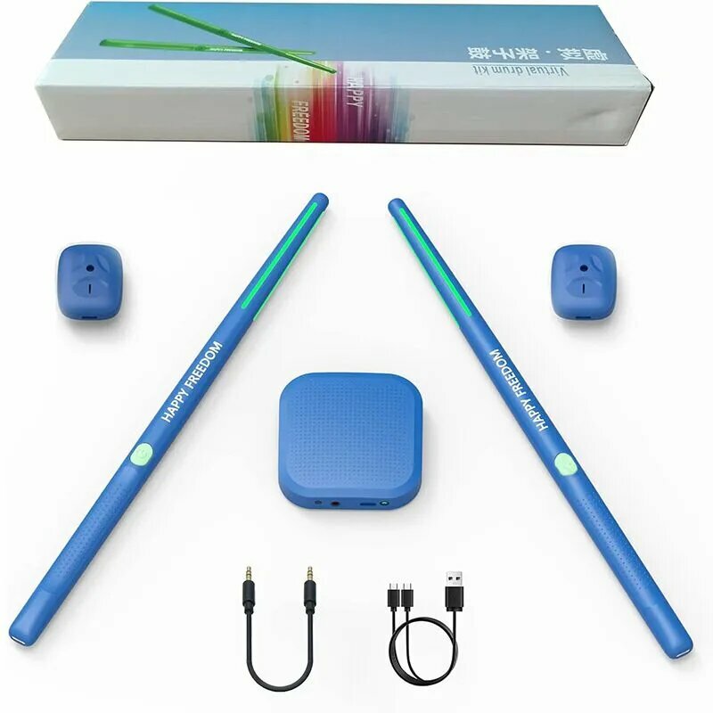 Виртуальный барабанный набор Air, темно-синий, 8 голосов, Bluetooth, компактность