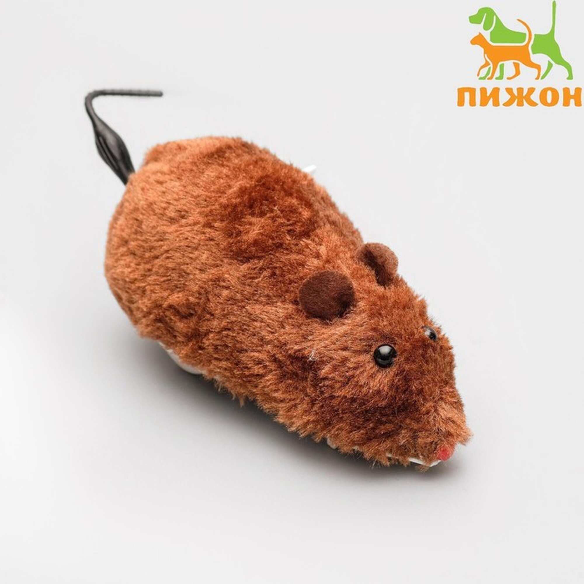 Интерактивная игрушка Пижон "Мышь заводная", для кошек, коричневая, 12см