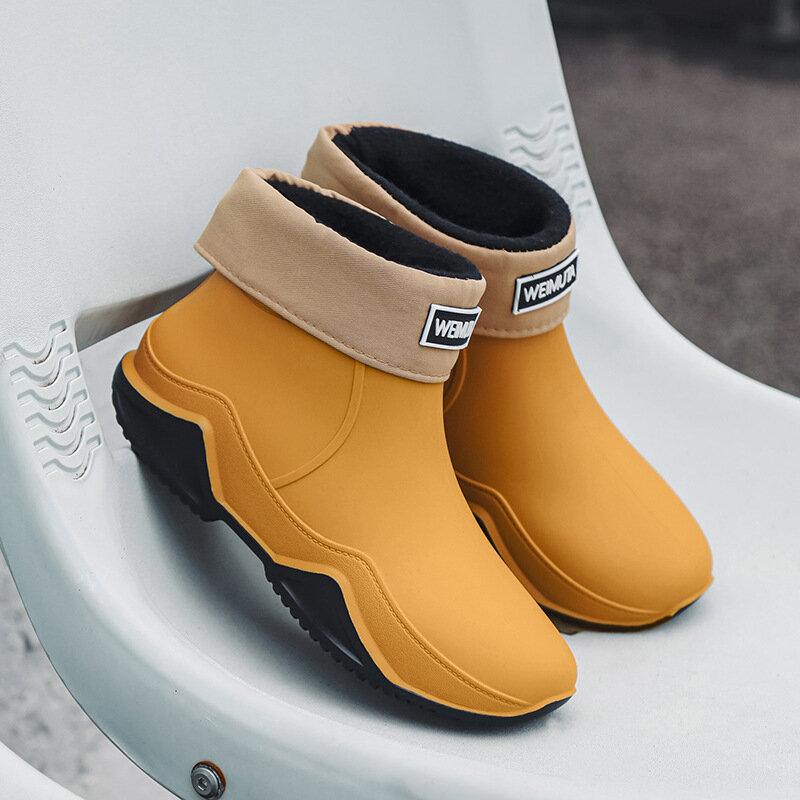 Летние полусапожки, пара резиновых сапог, мужская верхняя одежда, универсальная корейская версия водонепроницаемой обуви с толстой подошвой, удобная нескользящая кухонная резиновая обувь для мужчин и женщин