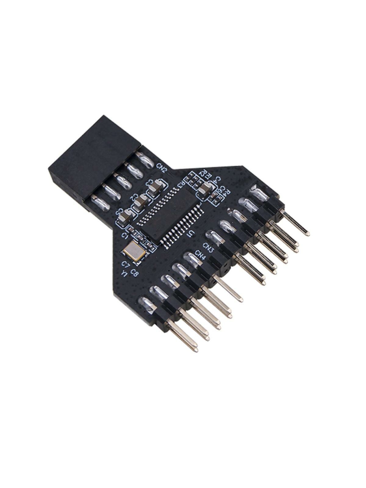 USB 2.0 9 Pin Splitter Motherboard USB 9Pin Header 1 to 2 Extension Adapter 9-Pin USB HUB USB2.0 Connectors for RGB Lamp