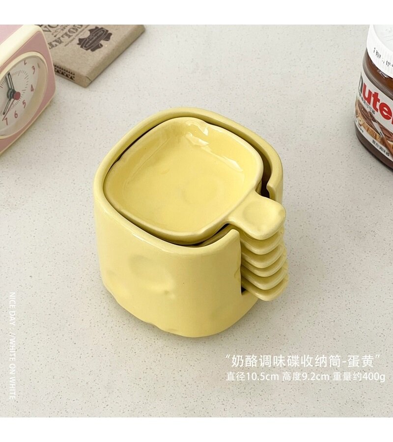 Набор из 6 керамических соусниц с ручкой и трубкой для хранения / Тарелка с закусками в горячем горшочке