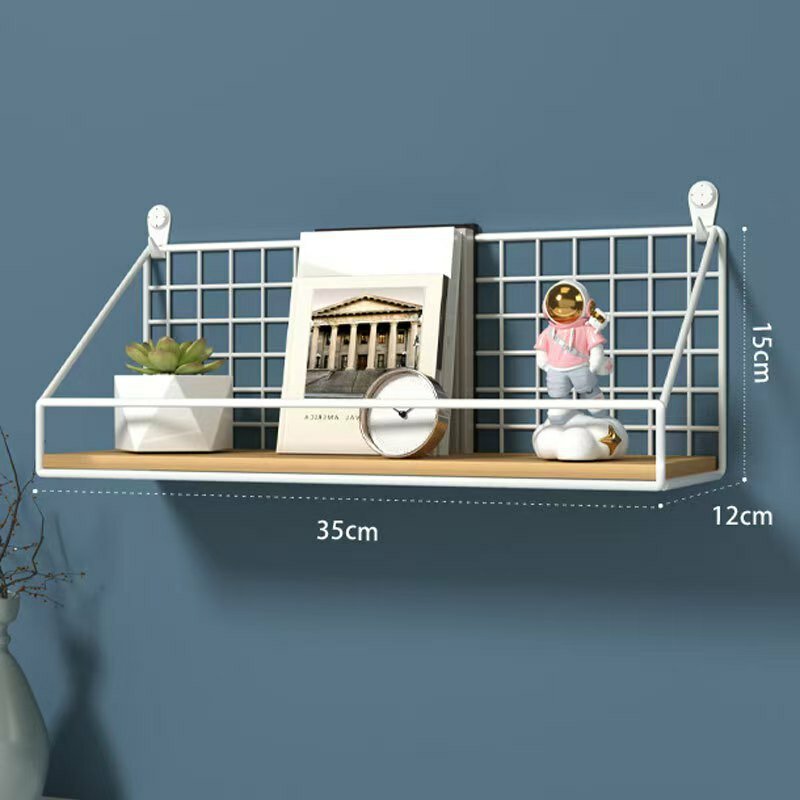 Полка настенная навесная, Стеллаж для хранения вещей, без сверления, 1 шт, черные,35*12*15 cm