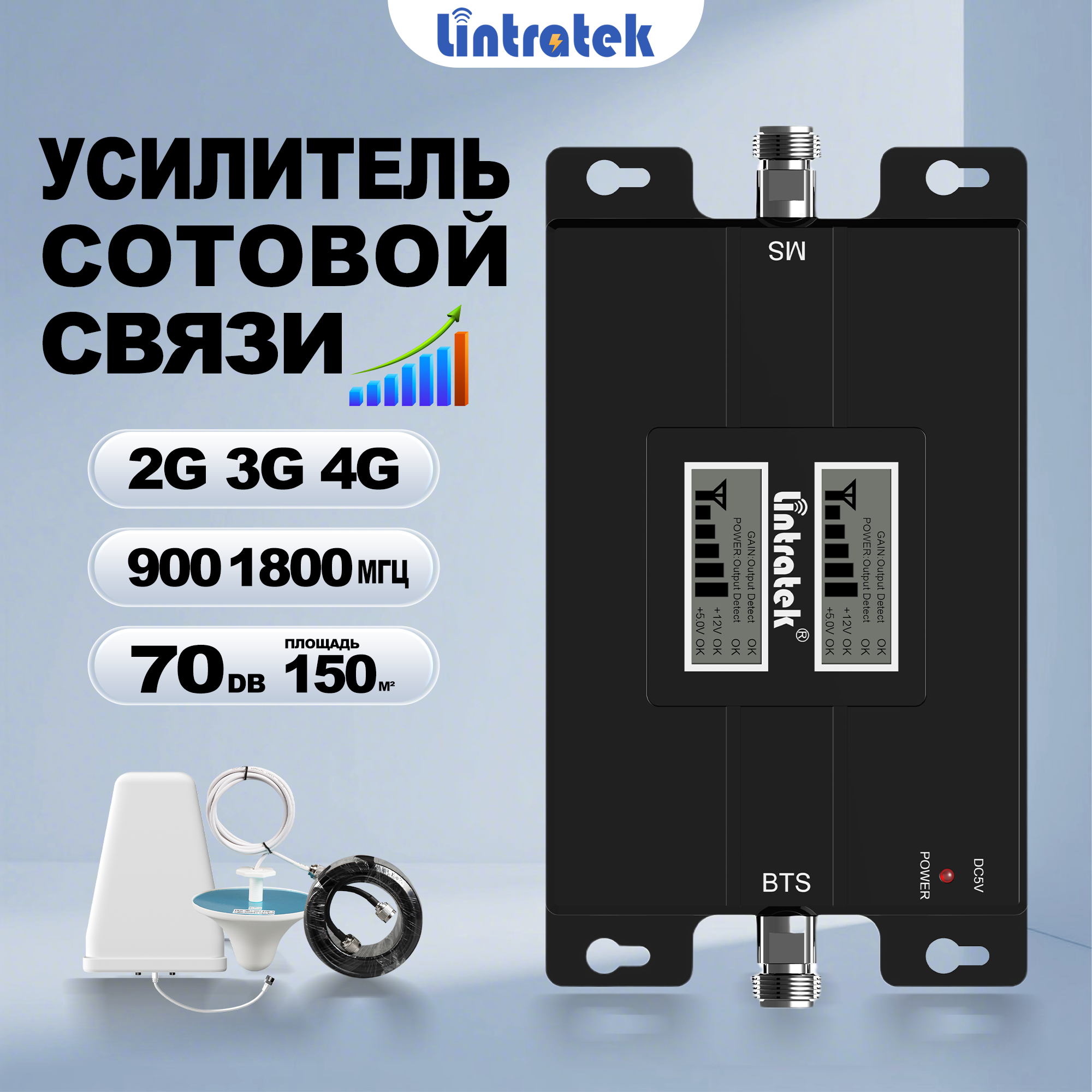 Усилитель сигнала сотовой связи Lintratek B8 900 B3 1800 МГц комплект антенн