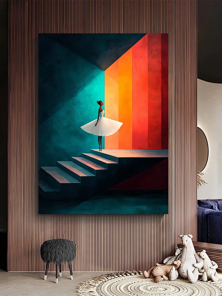 Картина интерьерная - "Абстракция, девушка балерина" , 40х60 см.