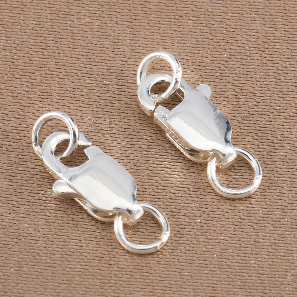 2 шт. серебряные застежки-лобстеры BEBUJEMAS 925 пробы для ювелирных изделий 8mm