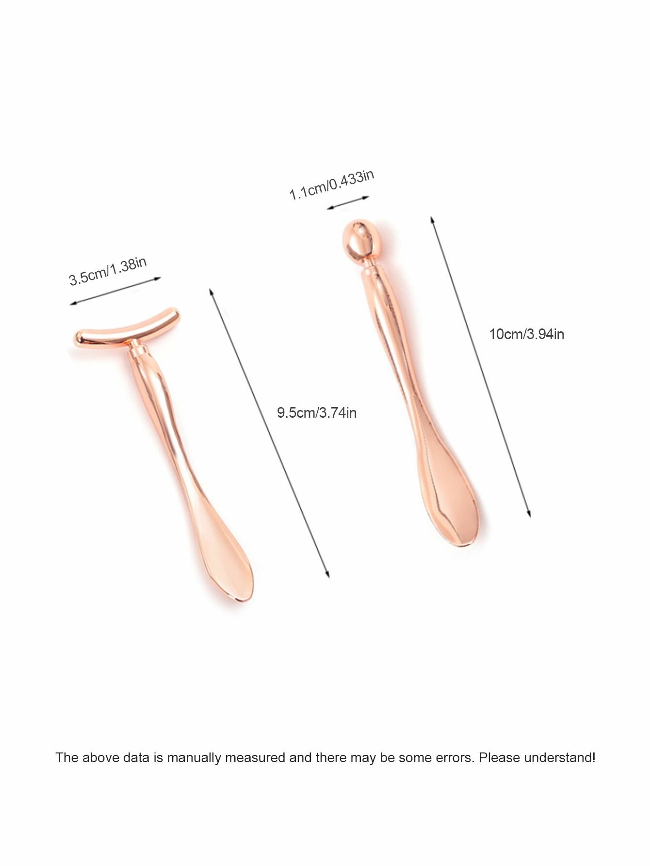 Двусторонний Т-образный массажер для лица из розового золота: роллер против морщин + лопатка-аппликатор для крема вокруг глаз