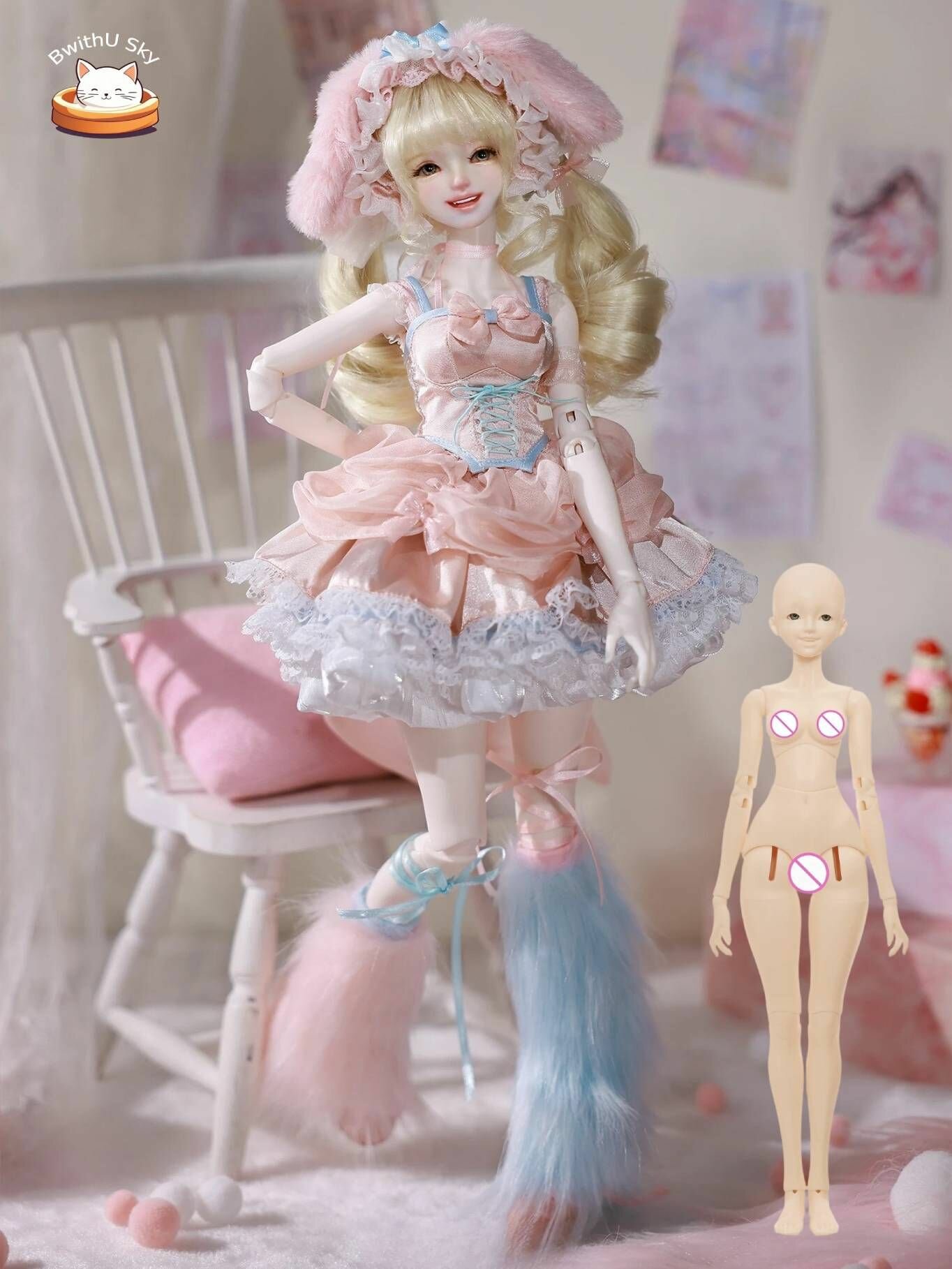 BwithuSky 1/4 Melanie обнаженная кукла с нормальной кожей, без макияжа, без аксессуаров
