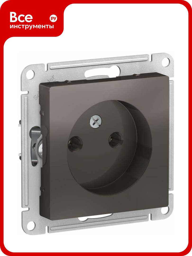Механизм розетки Systeme Electric 1-м СП ATLAS DESIGN без заземления, 16А, мокко