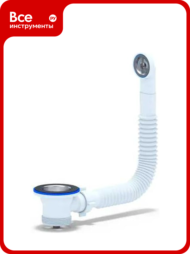 Перелив для умывальника АНИ Пласт 1 1/2 с круглым верт. корп, жесткий N120S, сталь