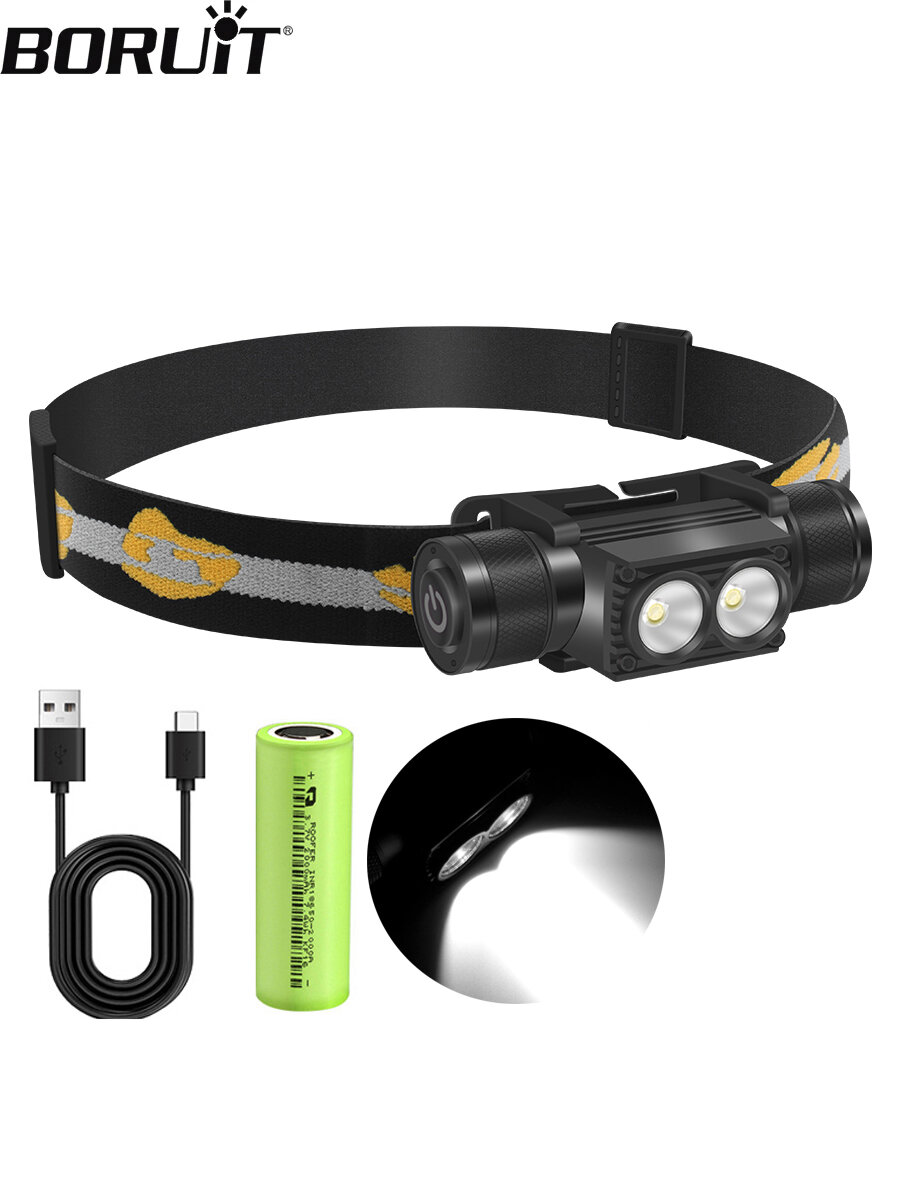 Налобный фонарь BORUIT D25 (белый свет-с аккумулятором)