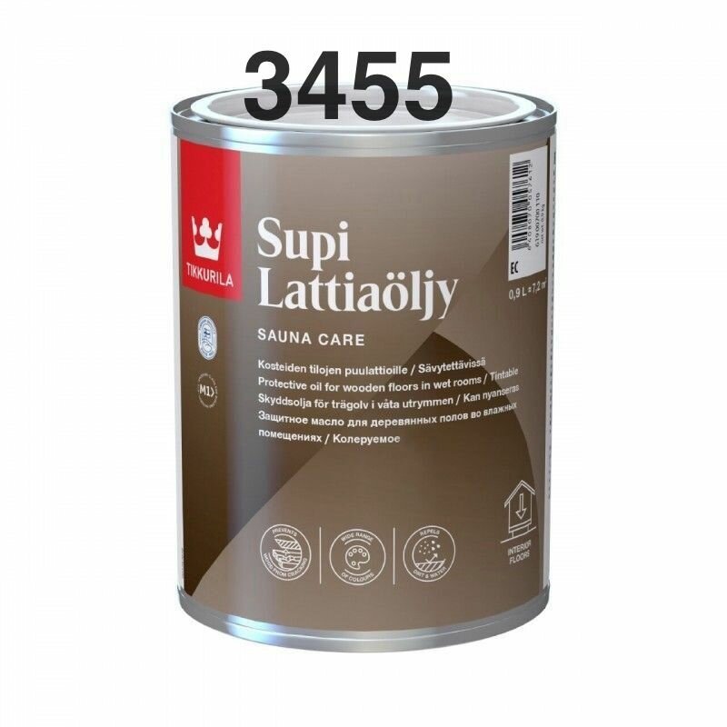 Tikkurila Supi Lattiaoljy/ цвет 3455/масло для пола в бане и влажных помещениях 0.9 литра