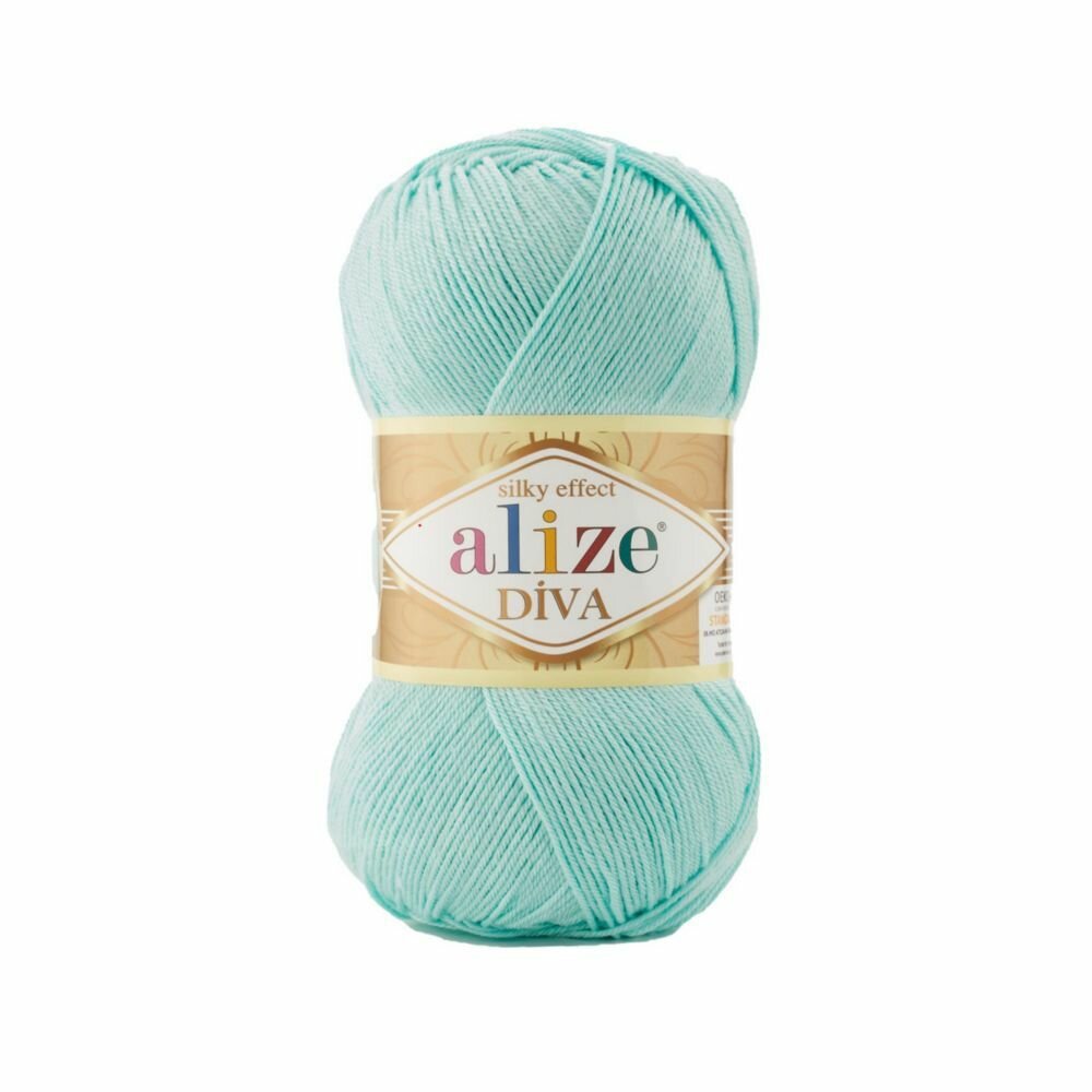 Пряжа для вязания Alize Diva 669 светлая бирюза. 100 гр/350 м 100% микрофибра