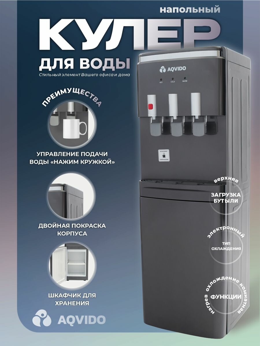 Кулер для воды напольный с нагревом и электронным охлаждением. AQVIDO YLRS-826L