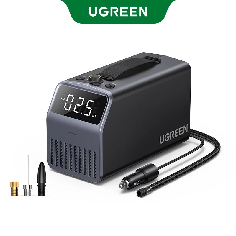 UGREEN 150PSI мощный воздушный компрессор, цифровой ЖК-экран, автомобильная мощность 12 В постоянного тока, встроенное хранилище для шлангов и аксессуаров, Красный