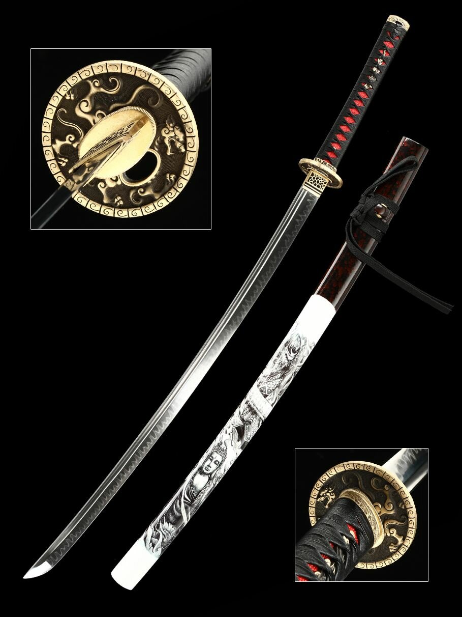 Катана, катана Металлическая, Ценные сувениры, Ручная ковка, ретро, Сталь T10, Новая рукоятка, Черная кожа
