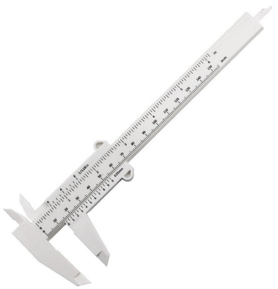 Штангенциркуль PARK / Парк нониусный с глубиномером, из пластика, белый, до 150мм / инструменты