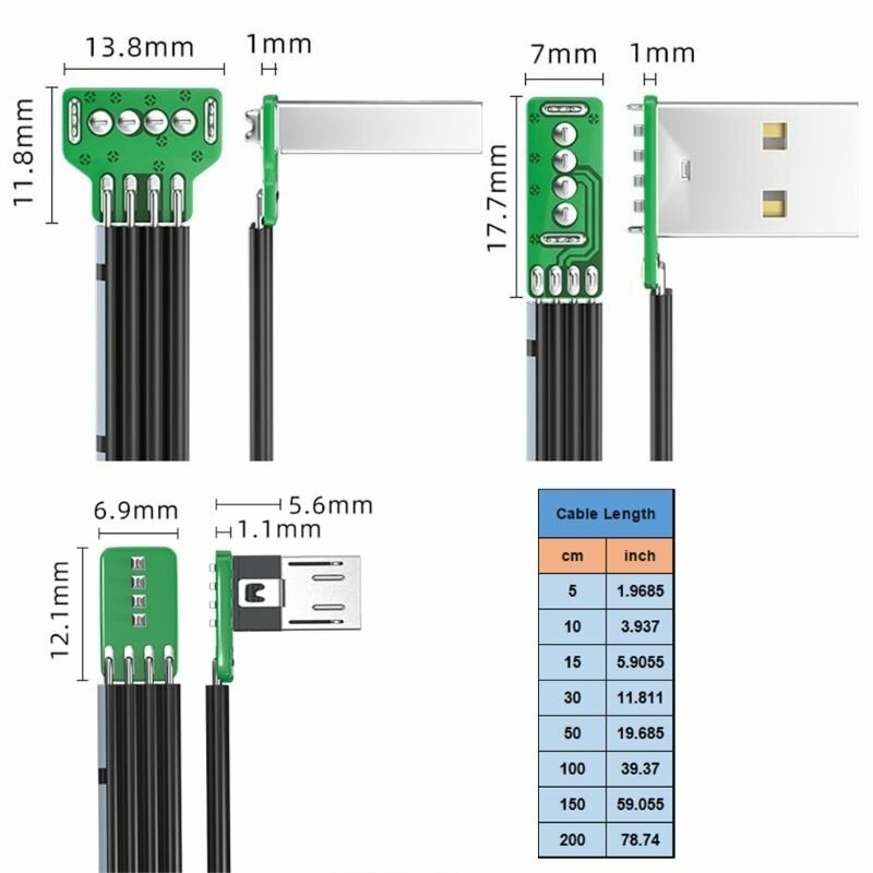 Кабель для передачи данных от USB к Micro Android справа-15 см-USB слева