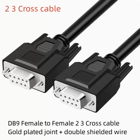 HERKOMYOU Кабель DB9 RS232 Черный 1m, DB9F-F-cross