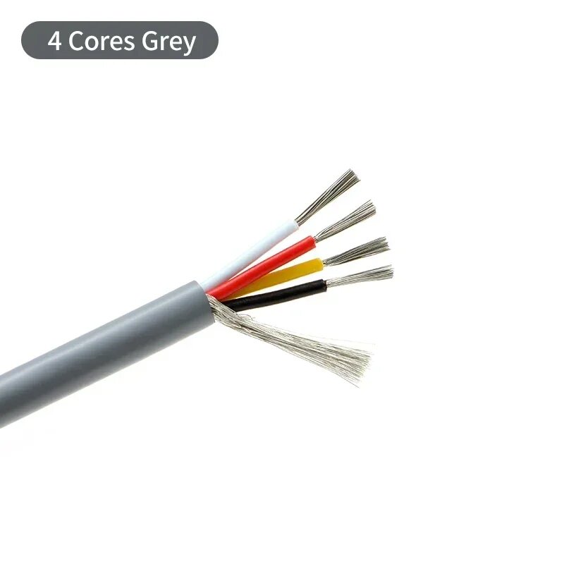 Экранированный провод UL2547 28/26AWG 2-8 жил черный/серый 26AWG, Grey x 4 Cores, 1 meter