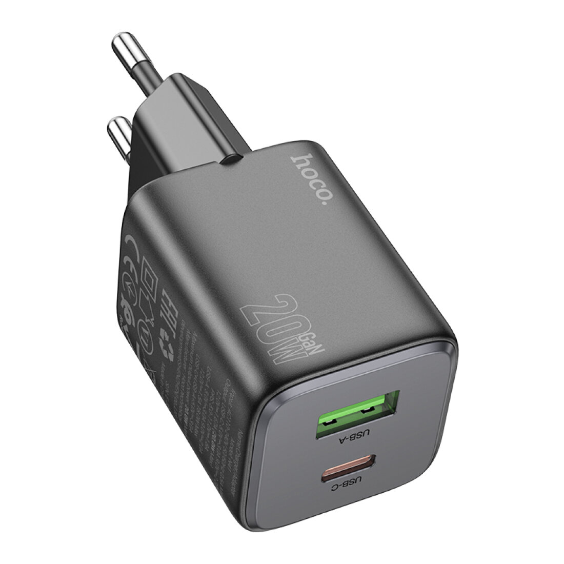 Сетевое зарядное устройство, 1 PD 20W + 1 USB 3.0 QC (N41), HOCO, черный