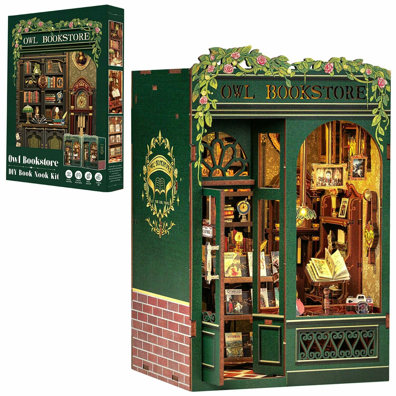 Конструктор интерьерный сборный домик CuteBee - Книжный магазин "Сова", SD02