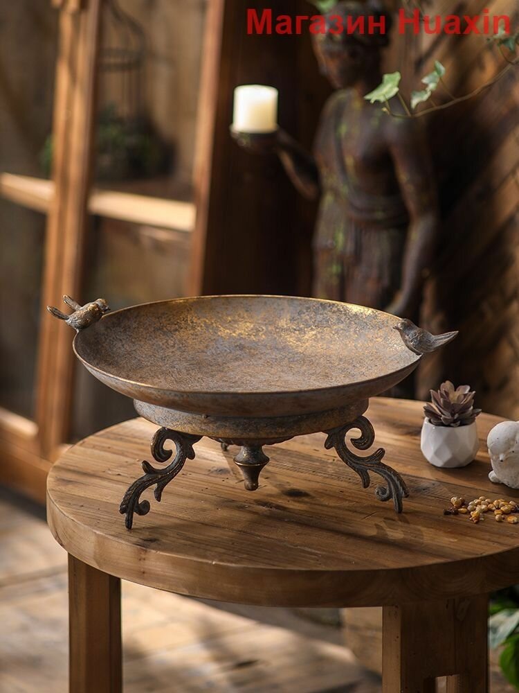 Чаша для фонтана декоративная, садовая кованая раковина из металла под старину для дачи, сада, патио