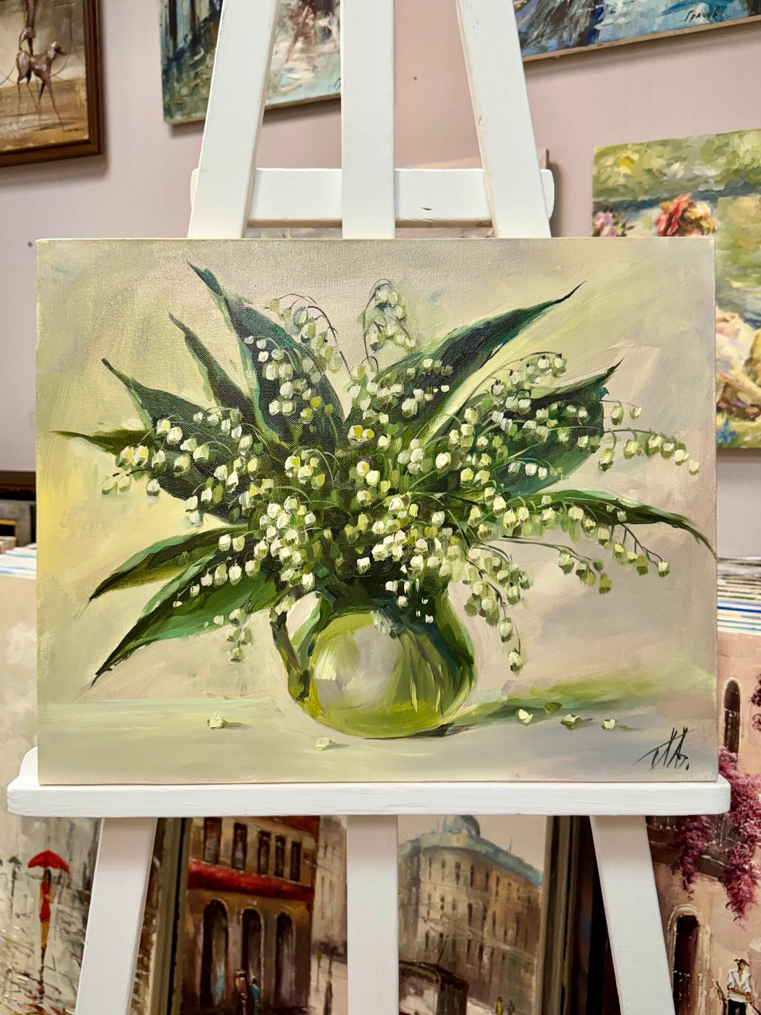 Картина маслом Ландыши 40x50 см. Художественная мастерская Грёзы.