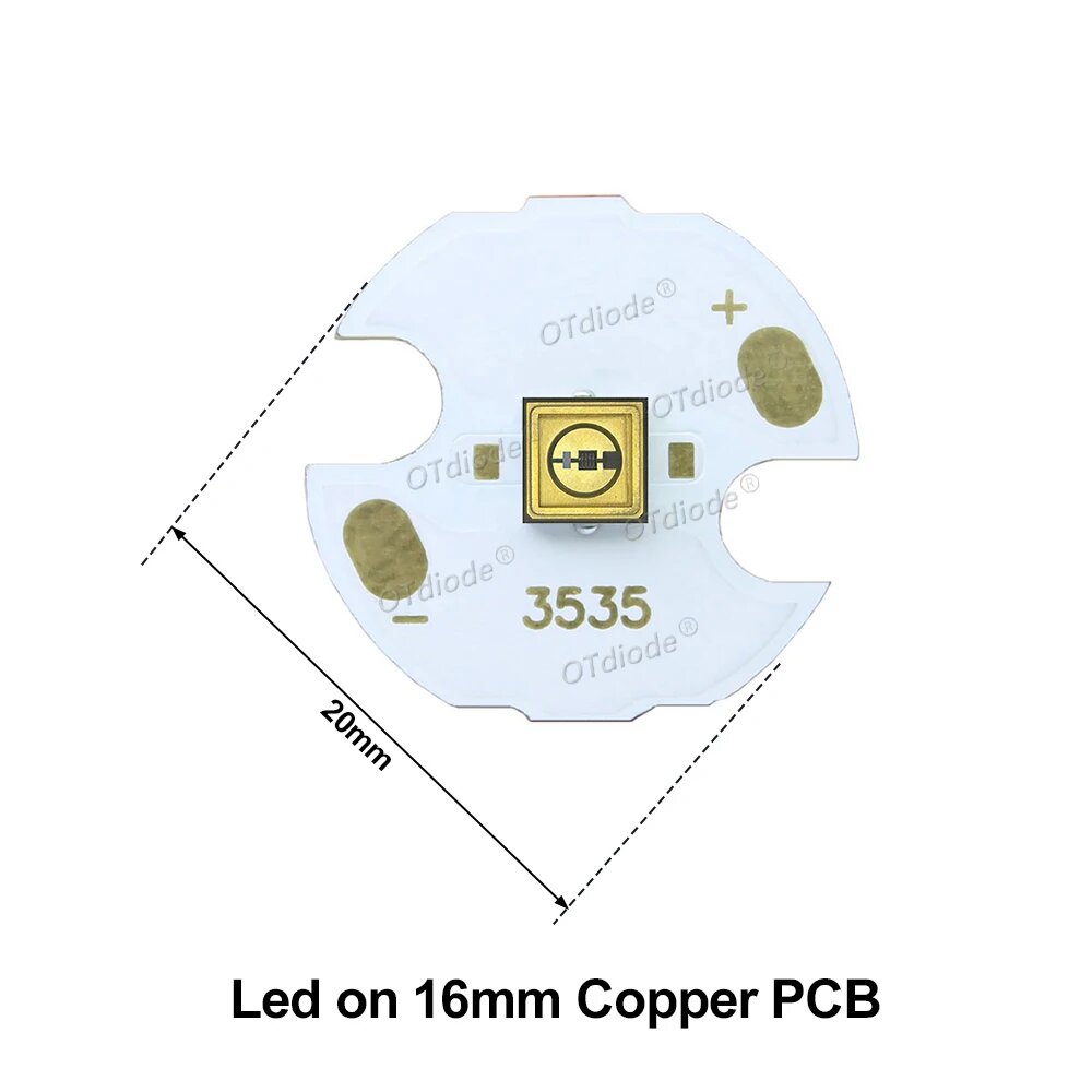 OTdiode 3535 UV LED 254nm на 16mm PCB