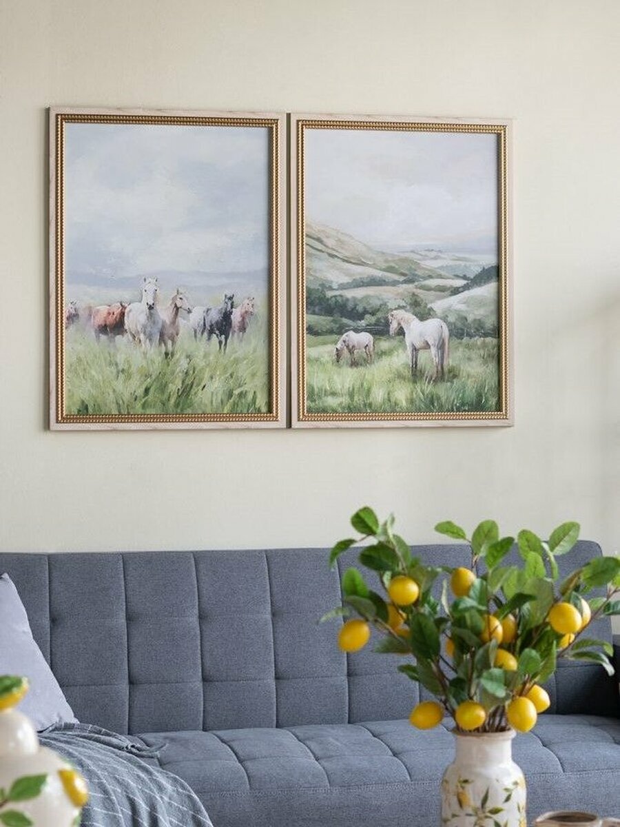 D6177 Картины "Лошади", набор 2 предмета 60 х 3 х 80см, Glasar