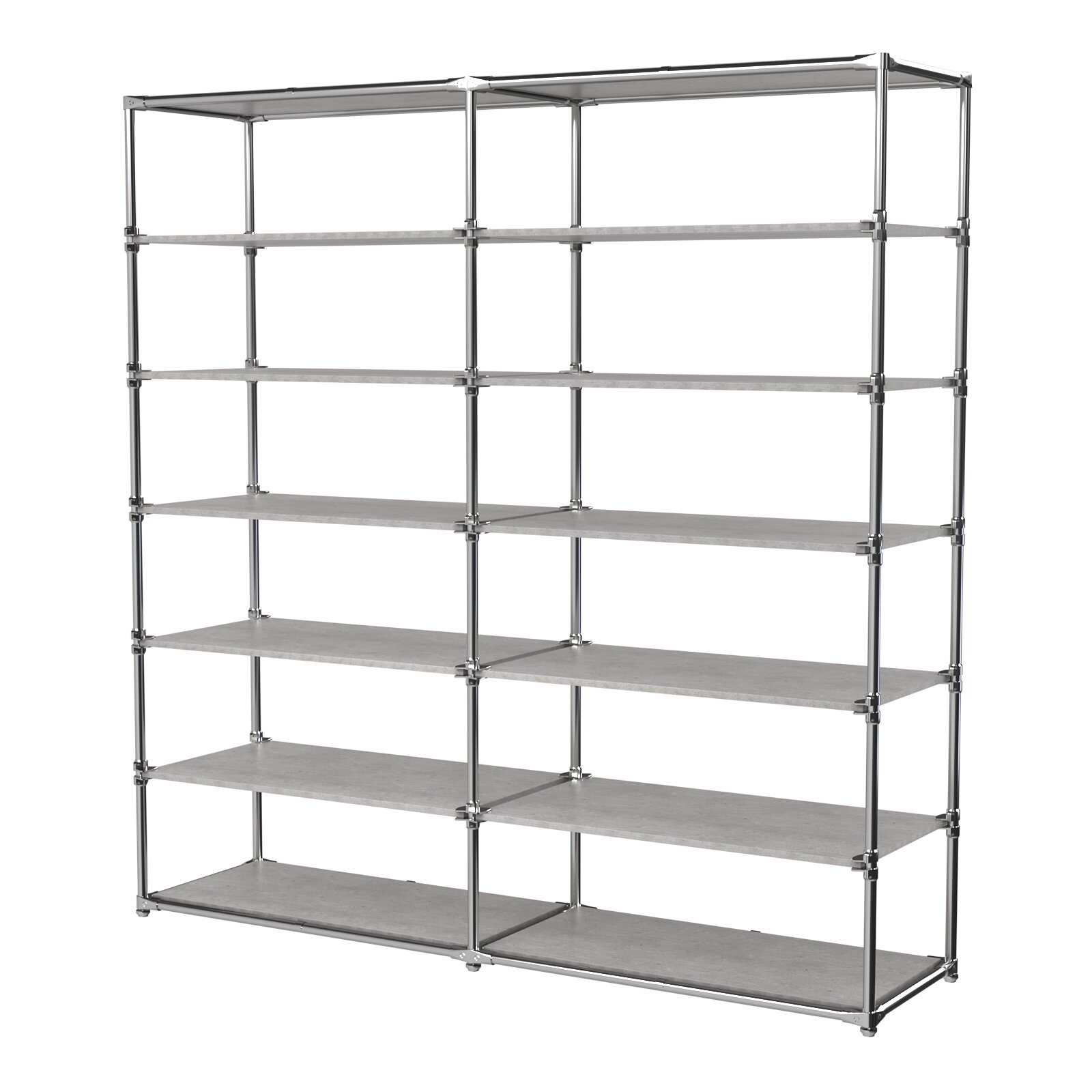 Пристенный торговый двух- секционный стеллаж лайт с глубокими полками ДСП №8, Метрополитан Грей