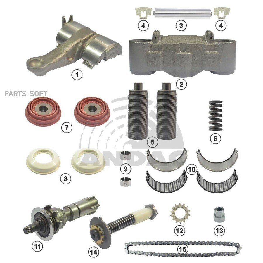 ANDAC Рк суппорта (полный комплект) 16 деталей KNORR SN6 SN7 SK7 (M2910152)