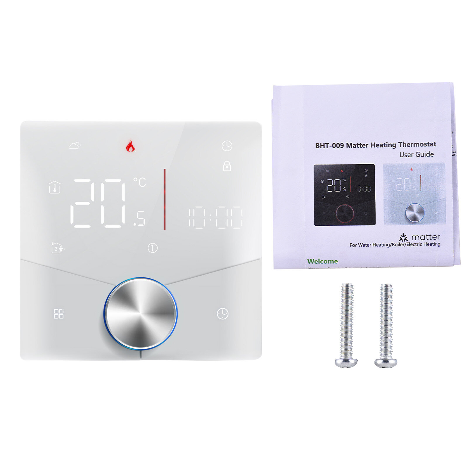 Термостат беспроводного вещества для дома с водой/газовым котлом с приложением и голосовым помощником красочный светодиодный цифровой сенсорный экран регулируемая ручка точная температура управления стенкой.