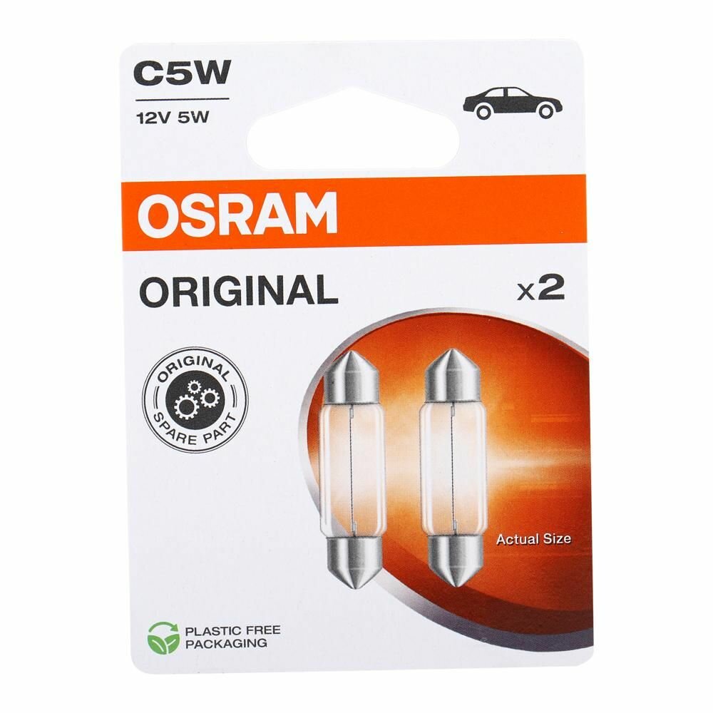 Лампа 12V C5W SV8.5-8 двухцокольная блистер (2шт.) OSRAM