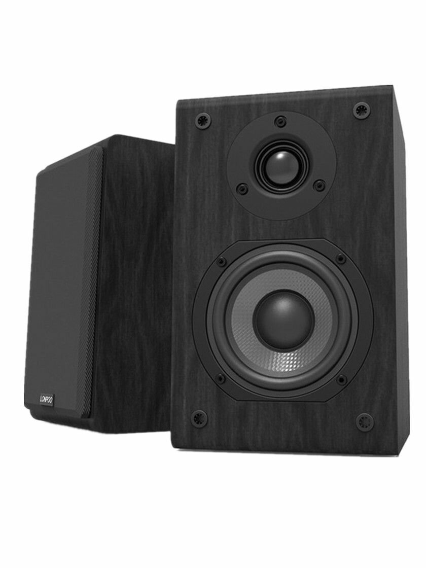 Акустическая система LONPOO пассивная, полочные колонки, 150 Вт RMS (75 Вт x 2), классические деревянные колонки с 4-дюймовым углеволоконным НЧ-динамиком и 1-дюймовым шёлковым ВЧ-динамиком, комплект