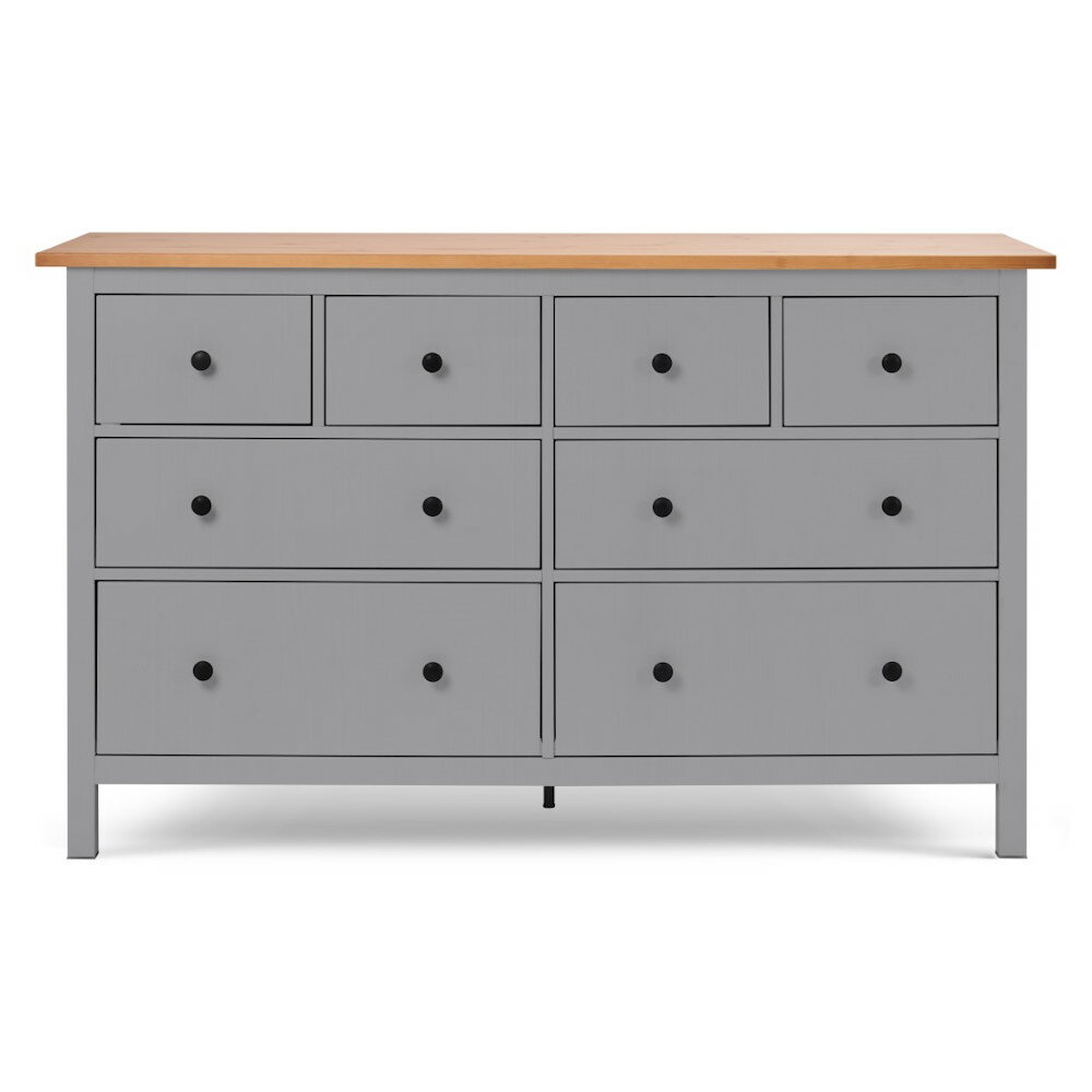 Комод с 8 ящиками деревянный, Хемнэс/Кымор, 160х50х95 см, серый/светло-коричневый