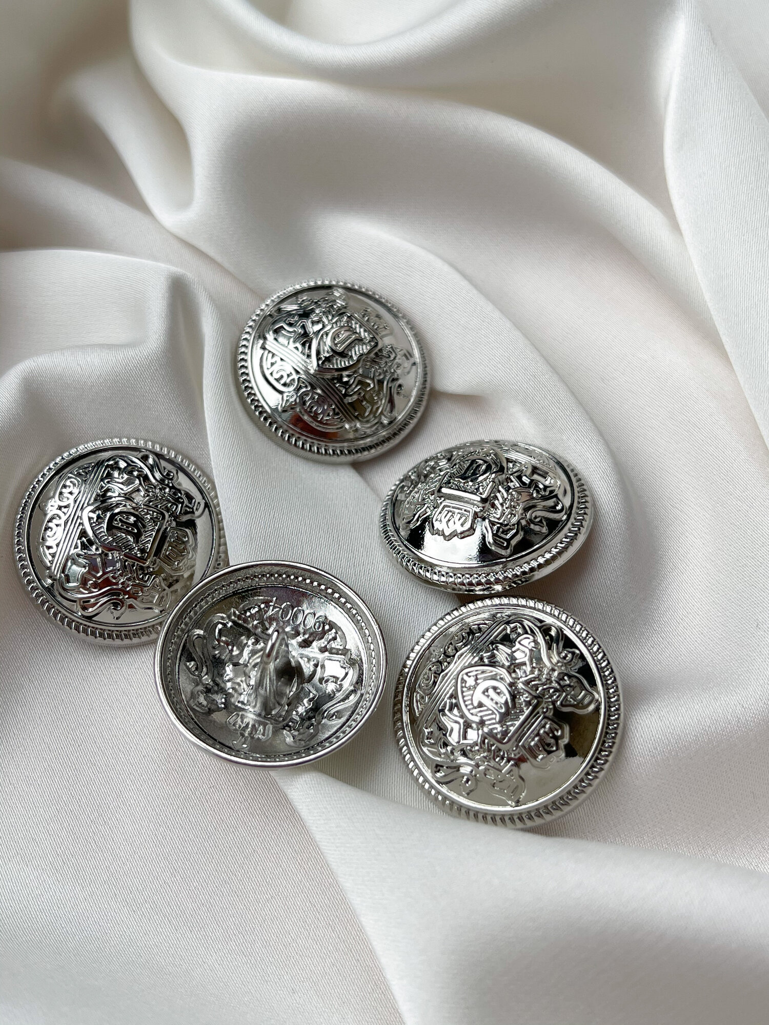 Пуговицы серебряные с гербом 23 мм, 5 штук