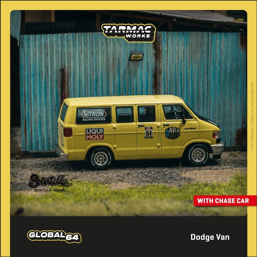 Машинка Tarmac works 1/64 Dodge Van Yellow Литой под давлением автомобильной модели