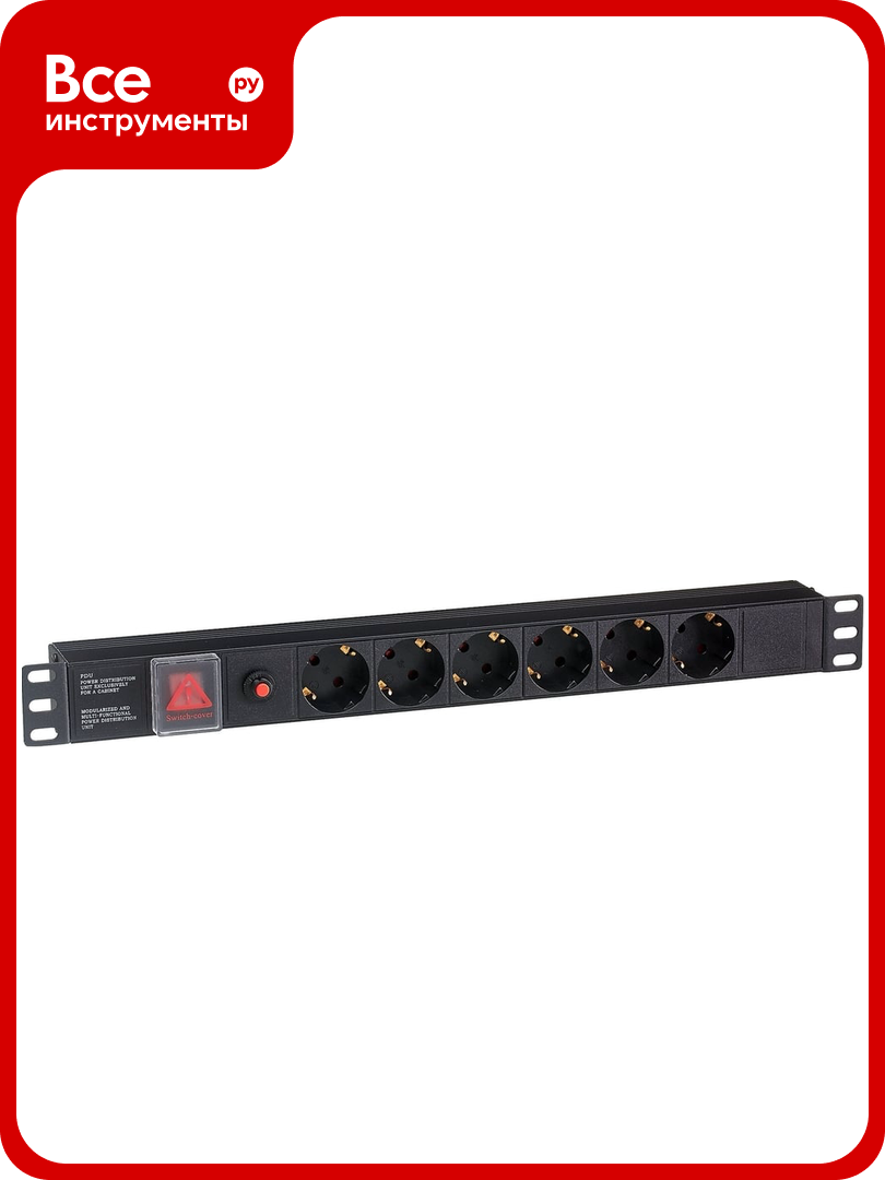Блок розеток ExeGate ServerPro PDU-19H605 Al-6S-C14-SW-O 19 1U алюминий, 6 Schuko С14 защита от перегрева 280830