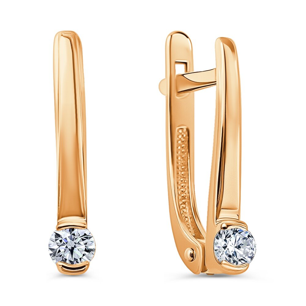 Серьги, красное золото, 585 проба, бриллиант
