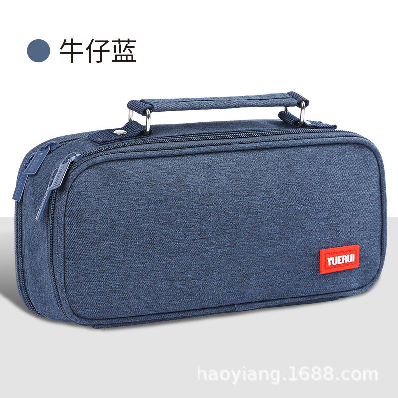 Пенал, джинсово-синий, на двойной молнии