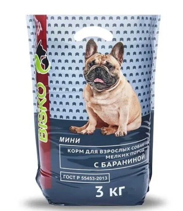 Биско Мини с бараниной 3 кг. Корм сухой для взрослых собак мелких пород