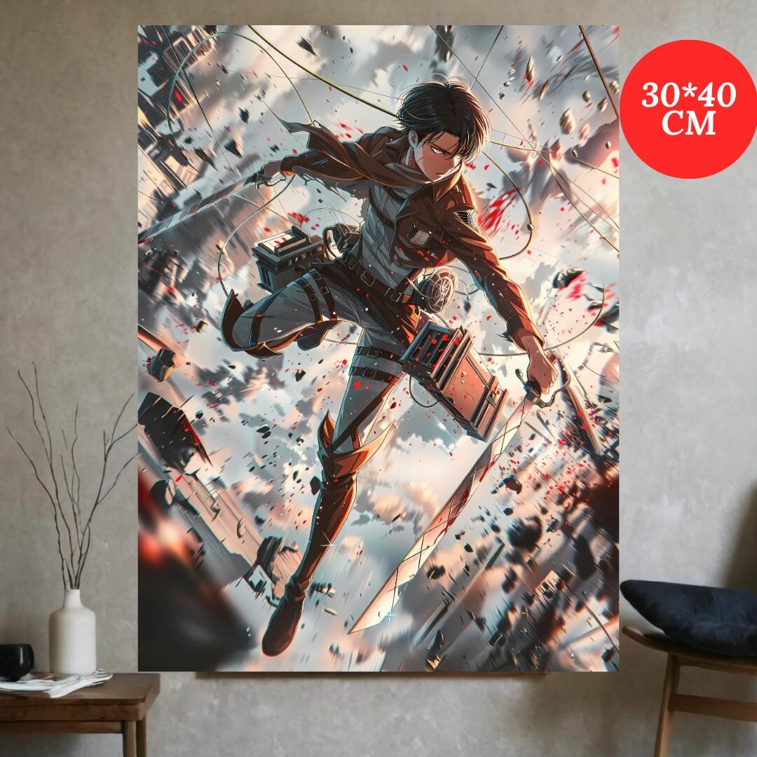 Картина на металле (аниме - Атака Титанов) Леви Аккерман, 30*40 см