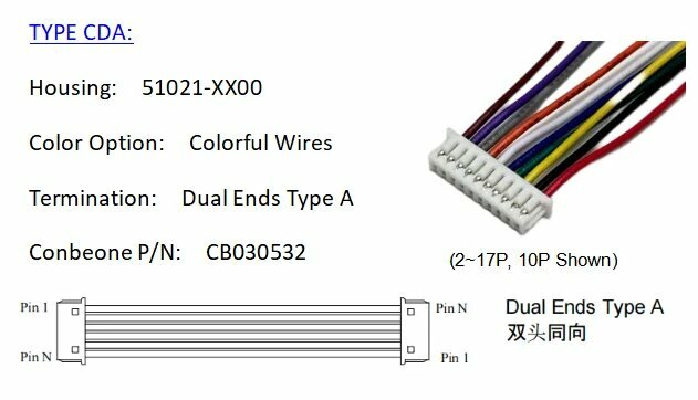 Кабель Molex Pico Blade 6P, TYPE CDA, 600MM