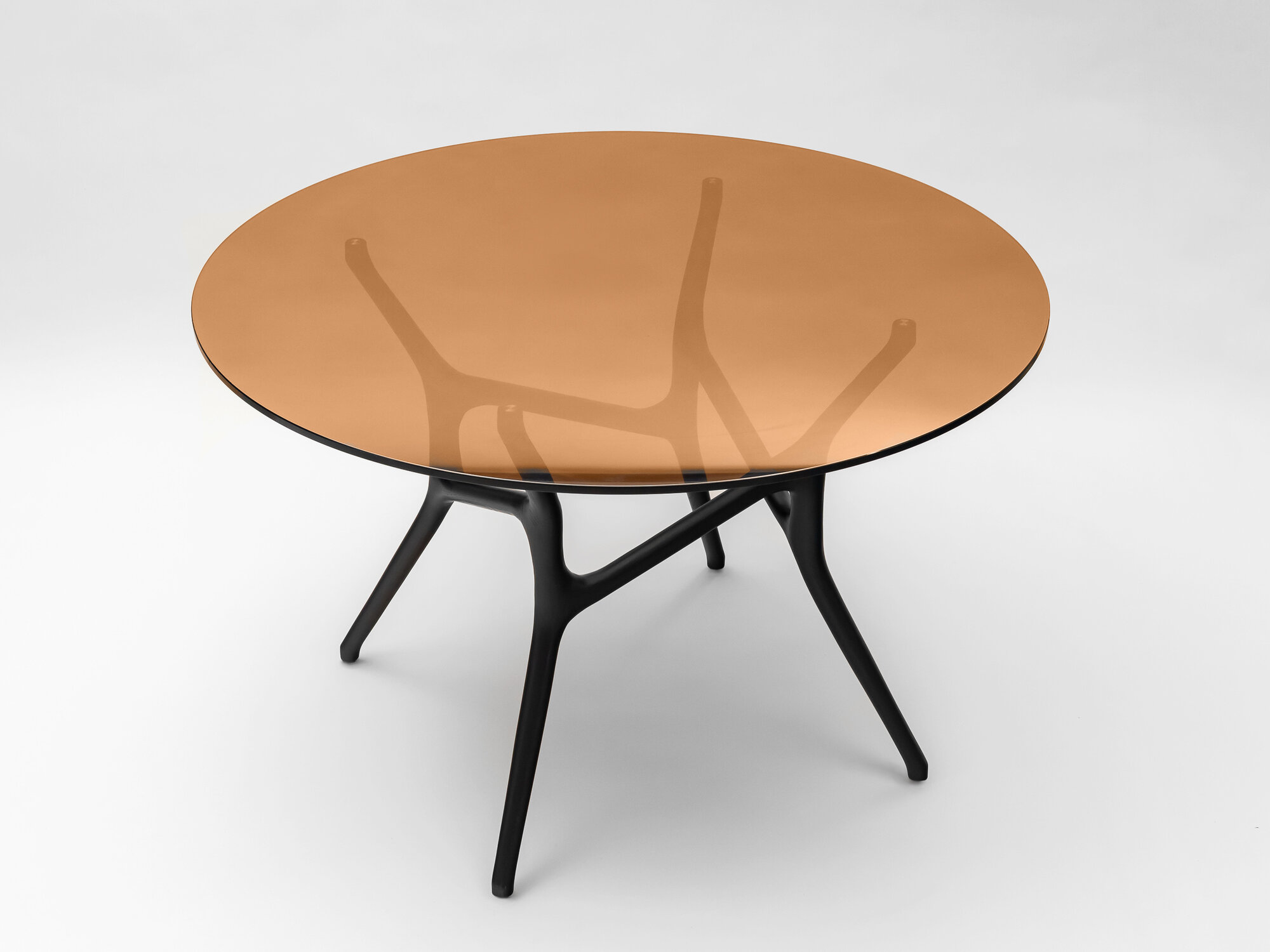 Стол обеденный круглый Ash, стеклянная столешница, 120 см, Основание - массив американского ясеня, Столешница - — фото 1