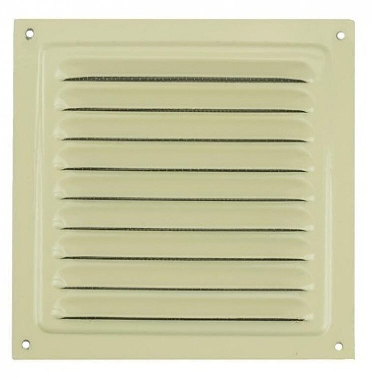 Решетка вентиляционная металлическая 150х150 мм, с сеткой, бежевая