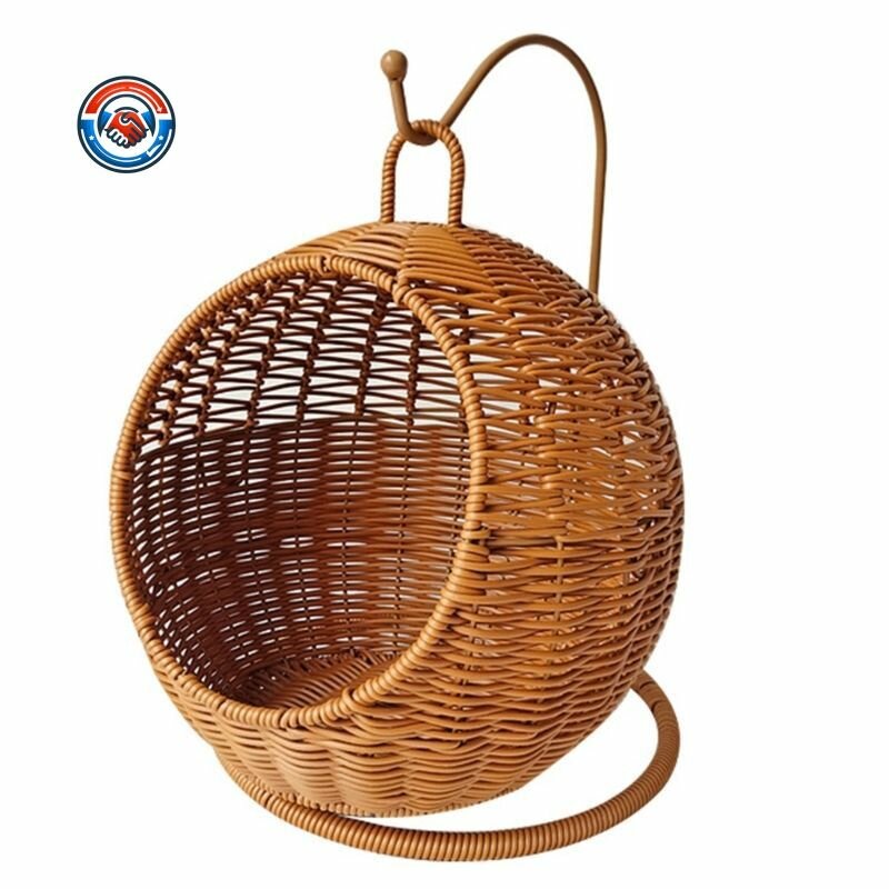 Подвесная кошачья кровать-гамак из искусственного ротанга, уютное гнездо для кошек и маленьких собак, компактная лежанка для дома и улицы, легко вешается на батарею или стену