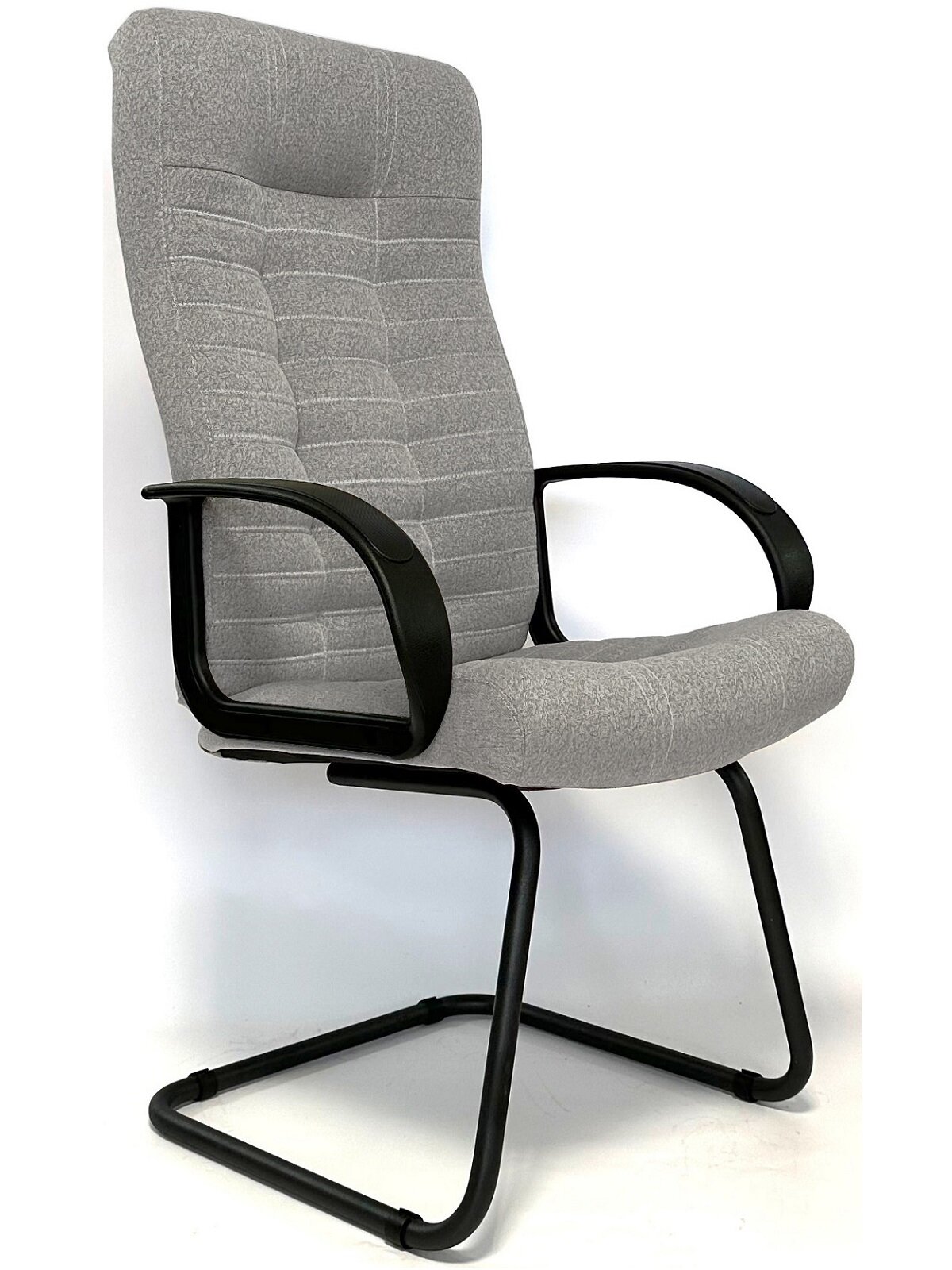 Стул компьютерный без колес Атлант, ткань рогожка, цвет светло-серый