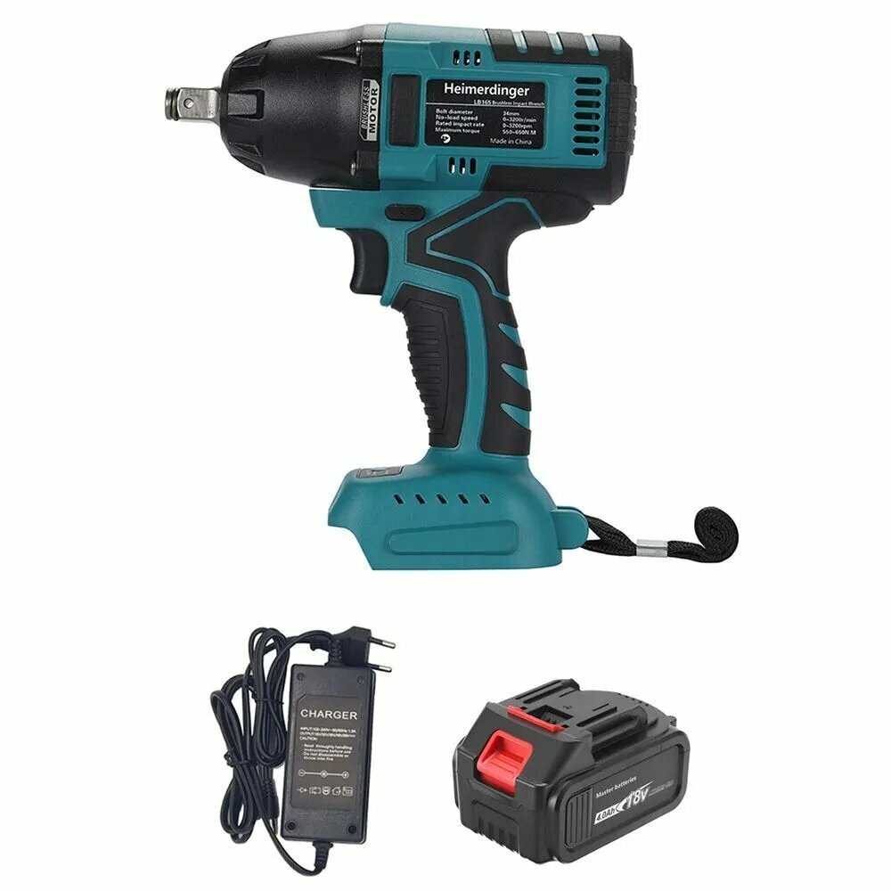 Бесщеточный аккумуляторный гайковерт Heimerdinger LB165, квадрат 1/2", 650 Нм, 1х4,0 Ач Li-Ion